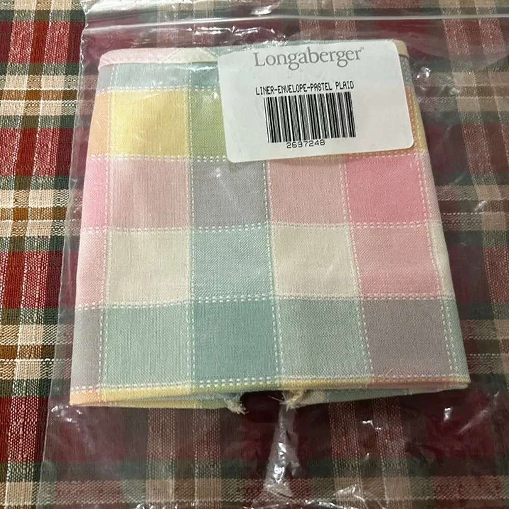 Longaberger | Accents | Longaberger Envelope Basket Liner Pastel Plaid ...